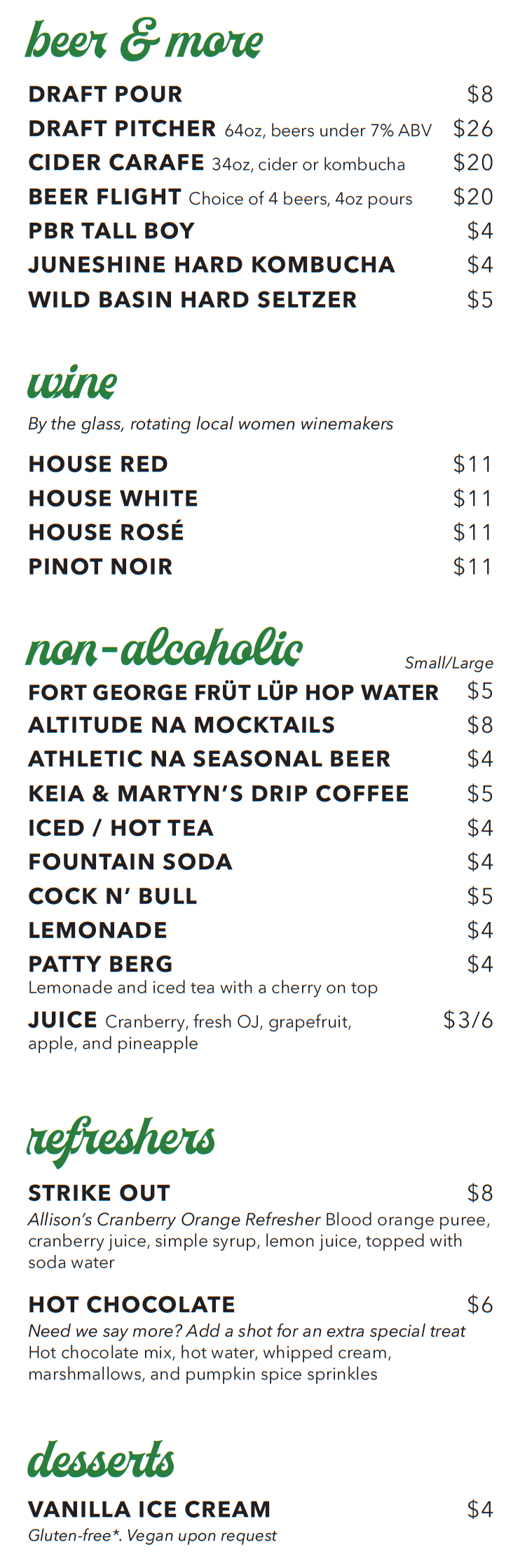 Portland Location Menus – The Sports Bra®
